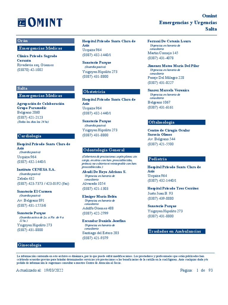 Cartilla Omint SALTA | PDF | Cuidado de la salud | Medicina