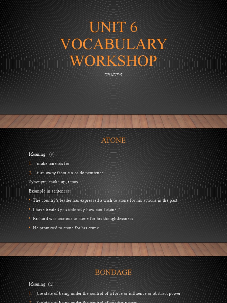Grade 9 Unit 6 Vocabulary Wordshop | PDF | Language Arts & Discipline ...