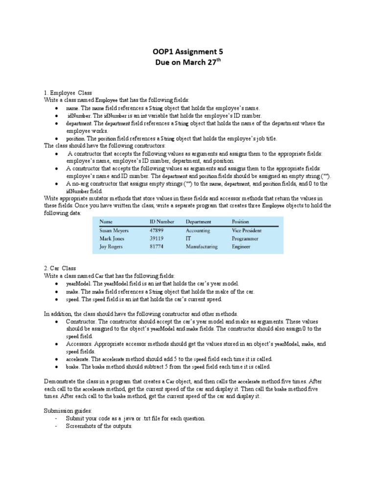 OOP1 Assignment 5 | PDF | Method (Computer Programming) | Programming