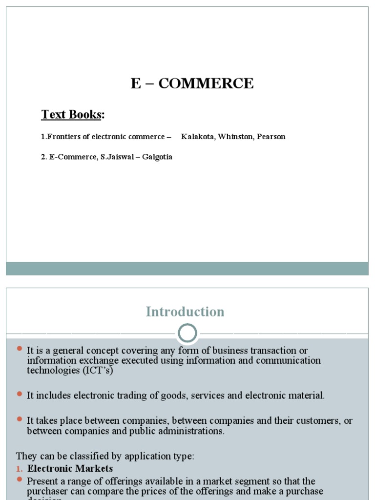 E - Commerce: Text Books | PDF | E Commerce | Internet