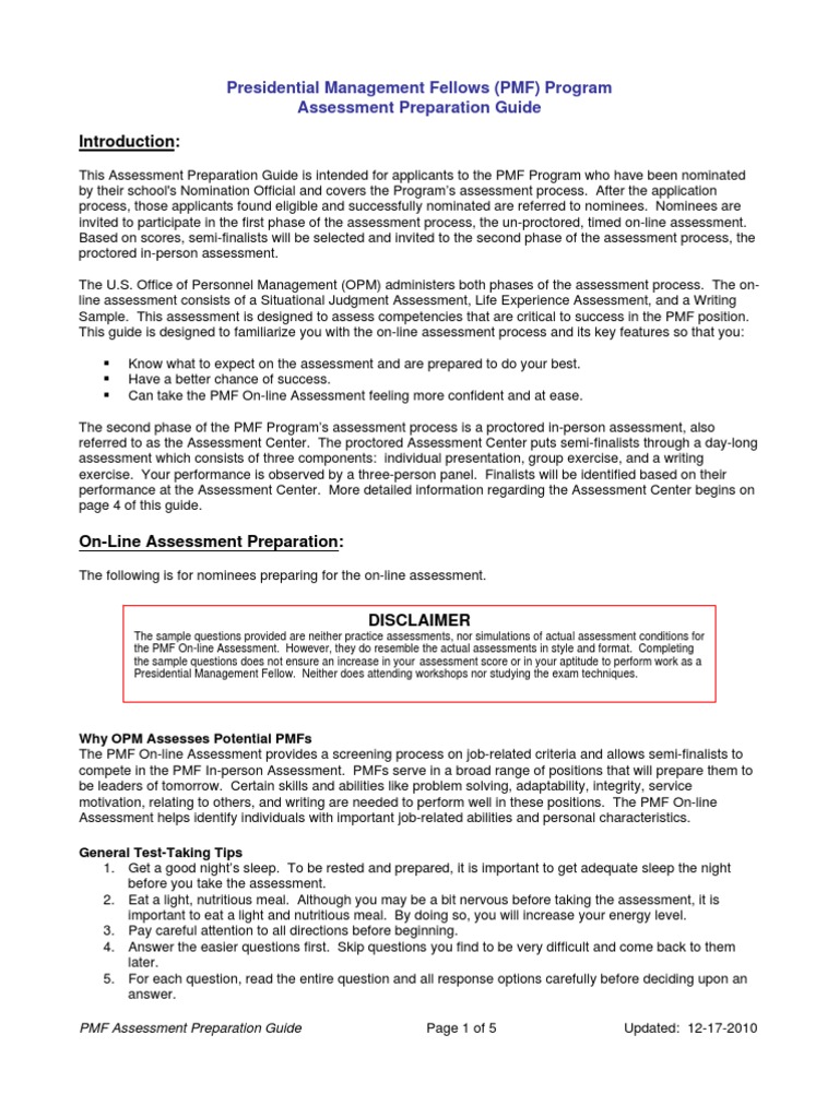 2010 PMF Assess Prep Guide 12-17-10 Final | PDF | Question | Cognition