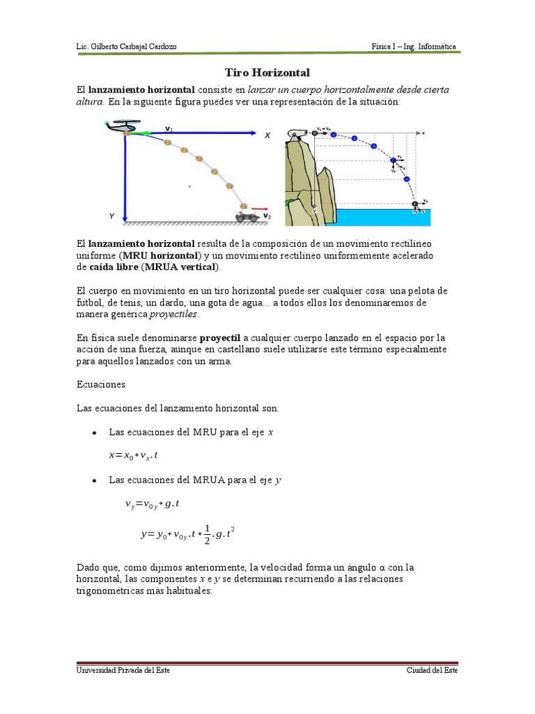 Tiro Horizontal y Tiro Oblicuo | PDF | Aceleración | Velocidad