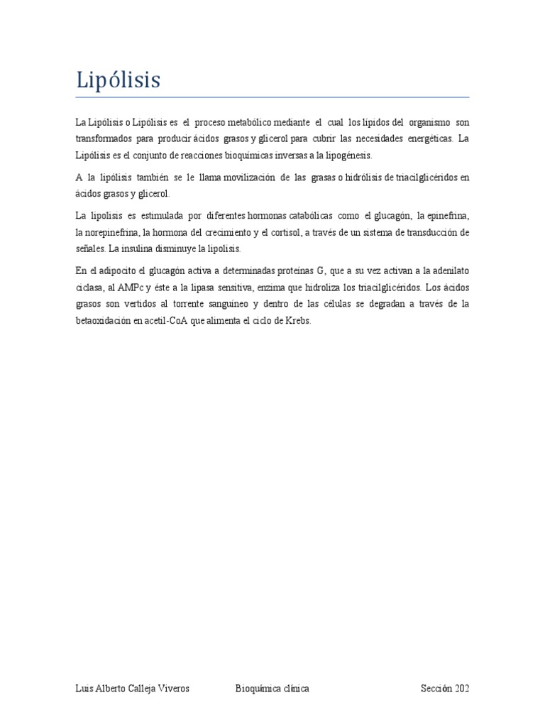Lipólisis | PDF