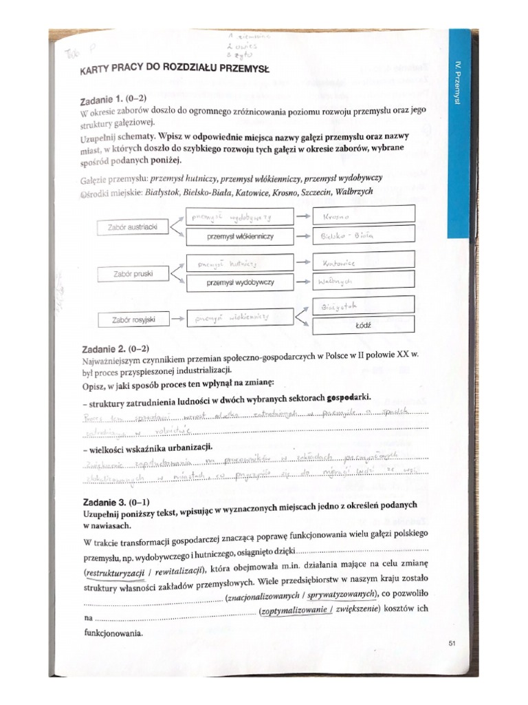 Karty Pracy Do Rozdzialu Przemysl | PDF