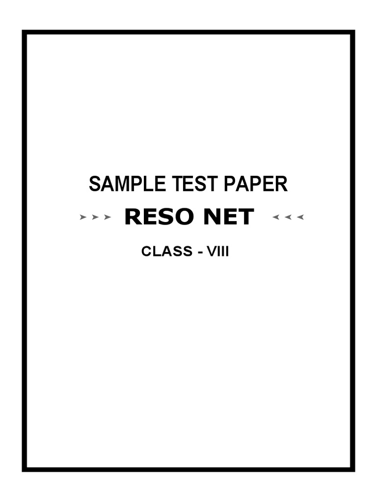 Sample Test Paper Reso Net Class - Viii | PDF