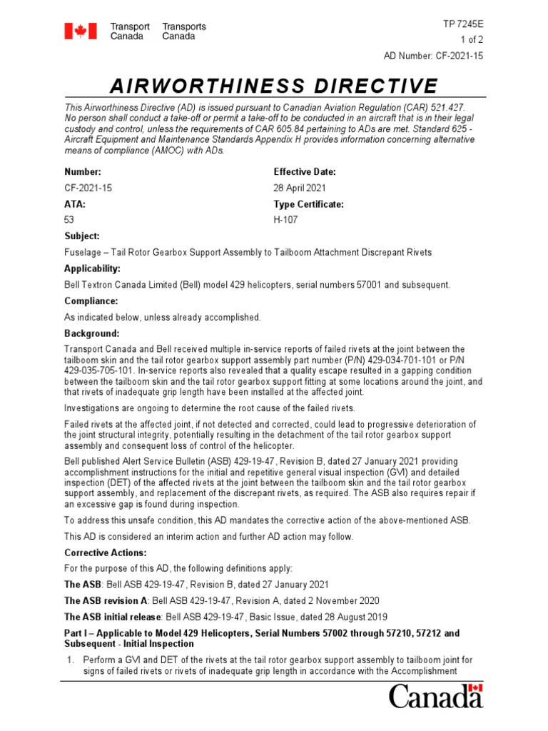 Airworthiness Directive | PDF