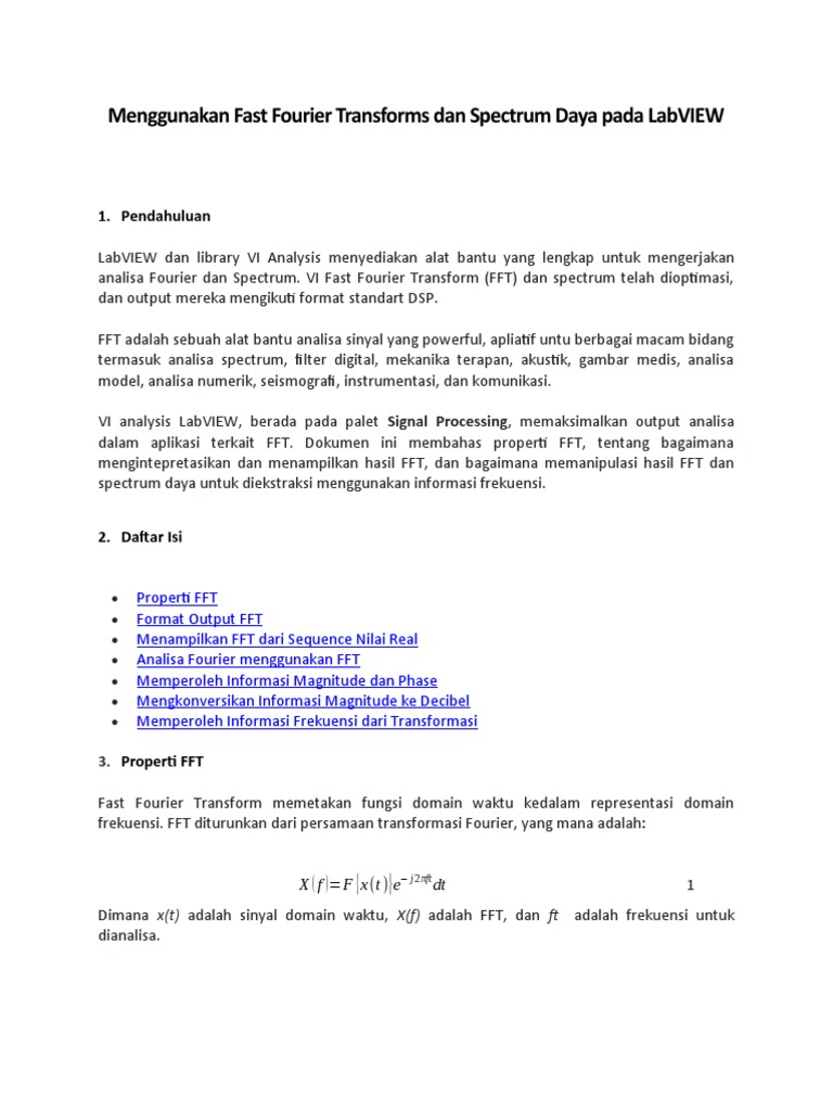 Fast Fourier Transforms Dan Spectrum Daya Pada LabVIEW | PDF