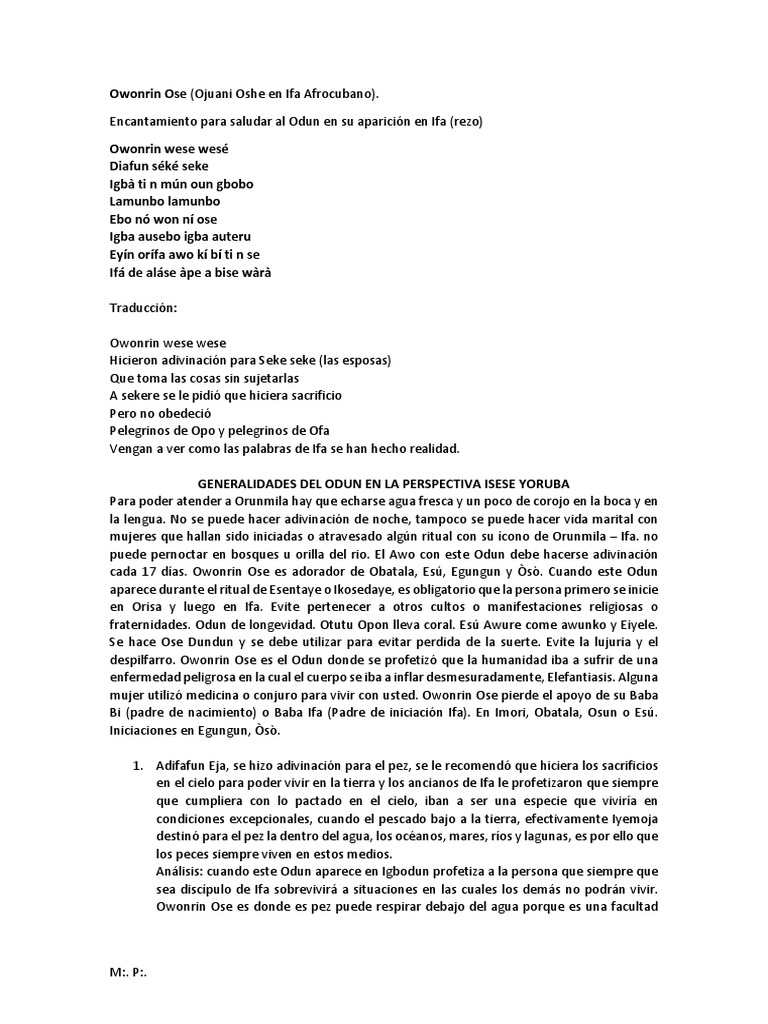 Owonrin Ose | PDF | Folklore | Religiones religiosas