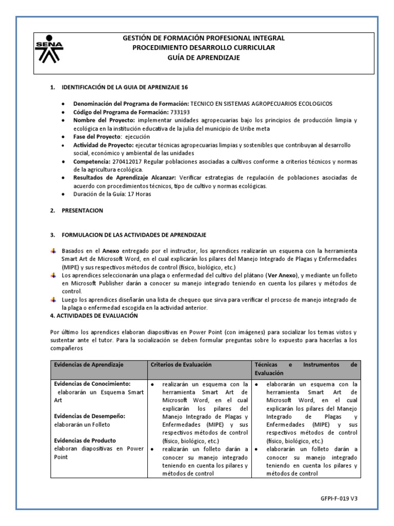 GUIA 16 GFPI-F-019 - Formato - Guia - de - Aprendizaje | Descargar gratis PDF | Evaluación ...