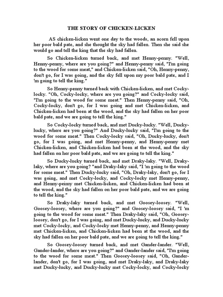 The Story of Chicken-Licken | PDF