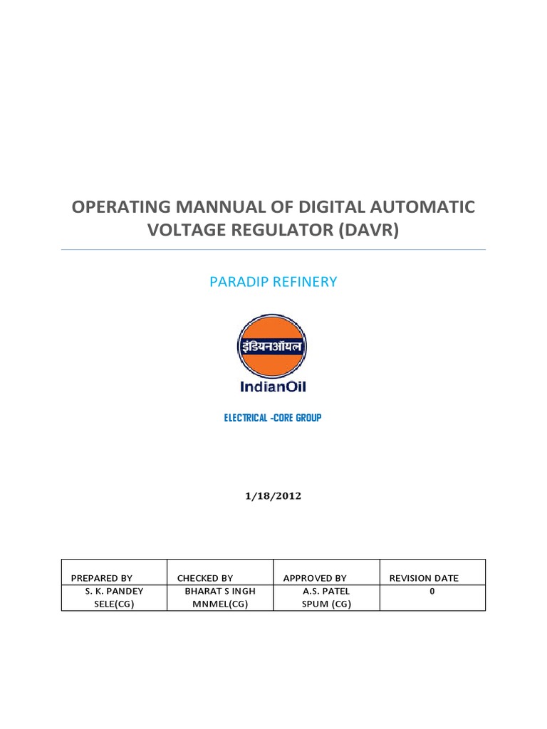 Operating Mannual of Digital Automatic Voltage Regulator (Davr ...