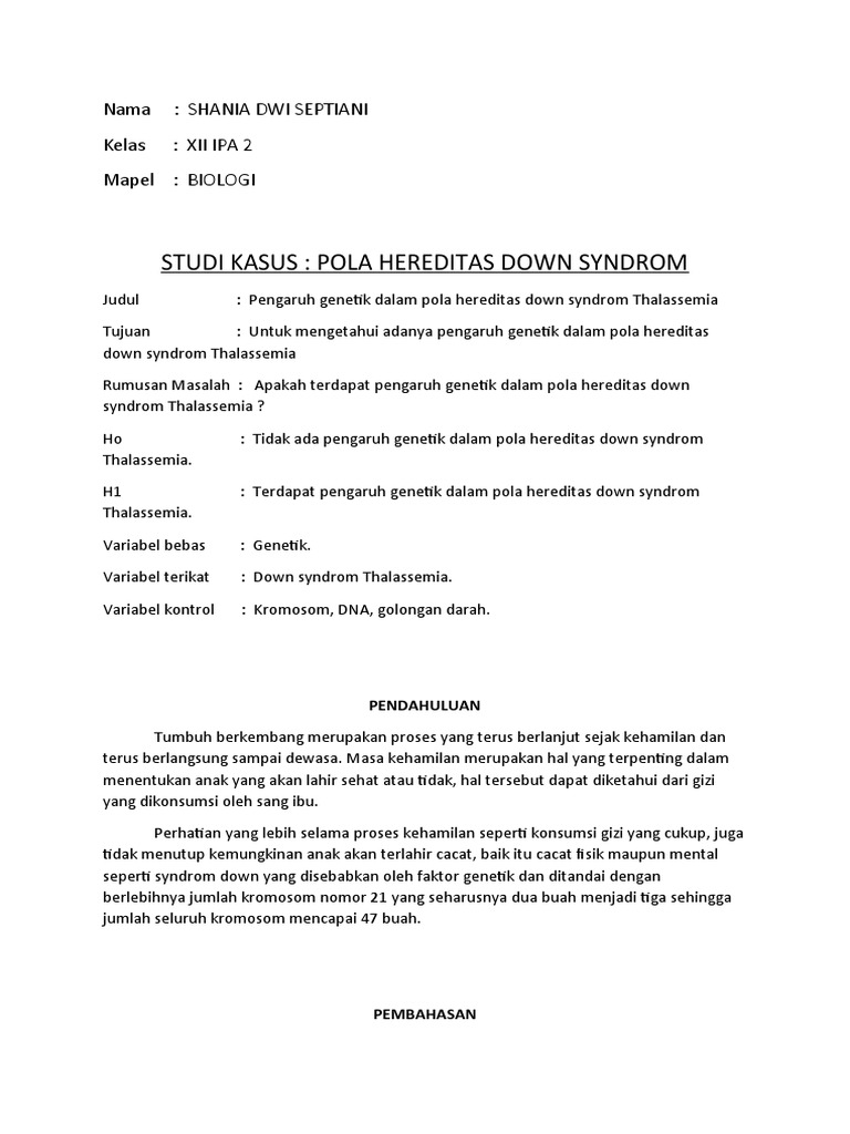 Thalasemia (Down Syndrom) | PDF