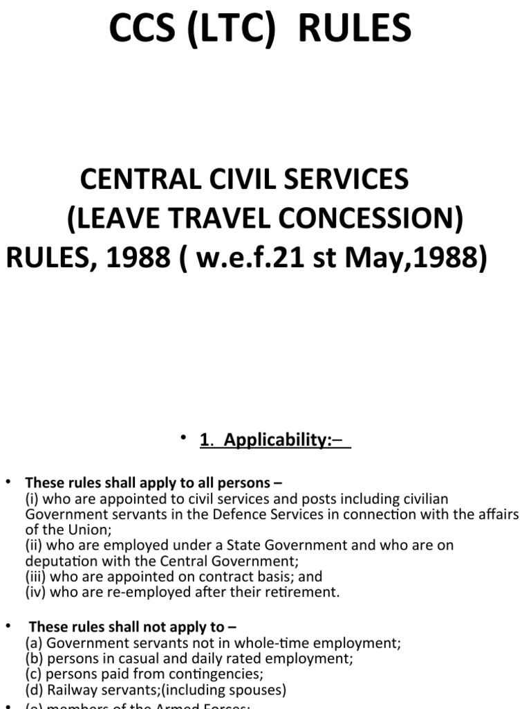 CCS LTC RULES PPT 20210617141434 | PDF | Wife | Civil Service
