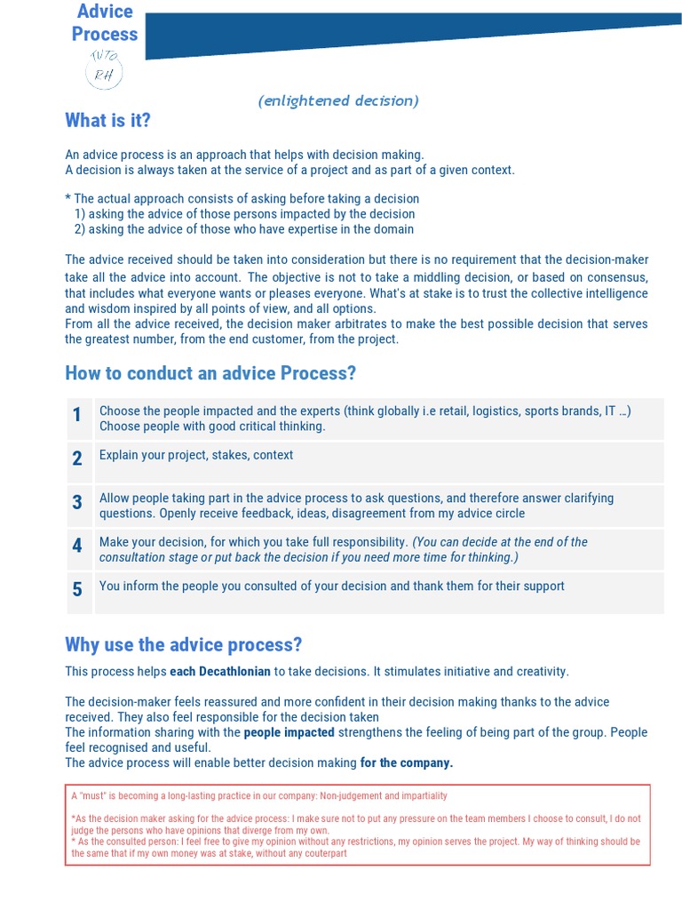 How To Conduct An Advice Process?: (Enlightened Decision) | PDF ...