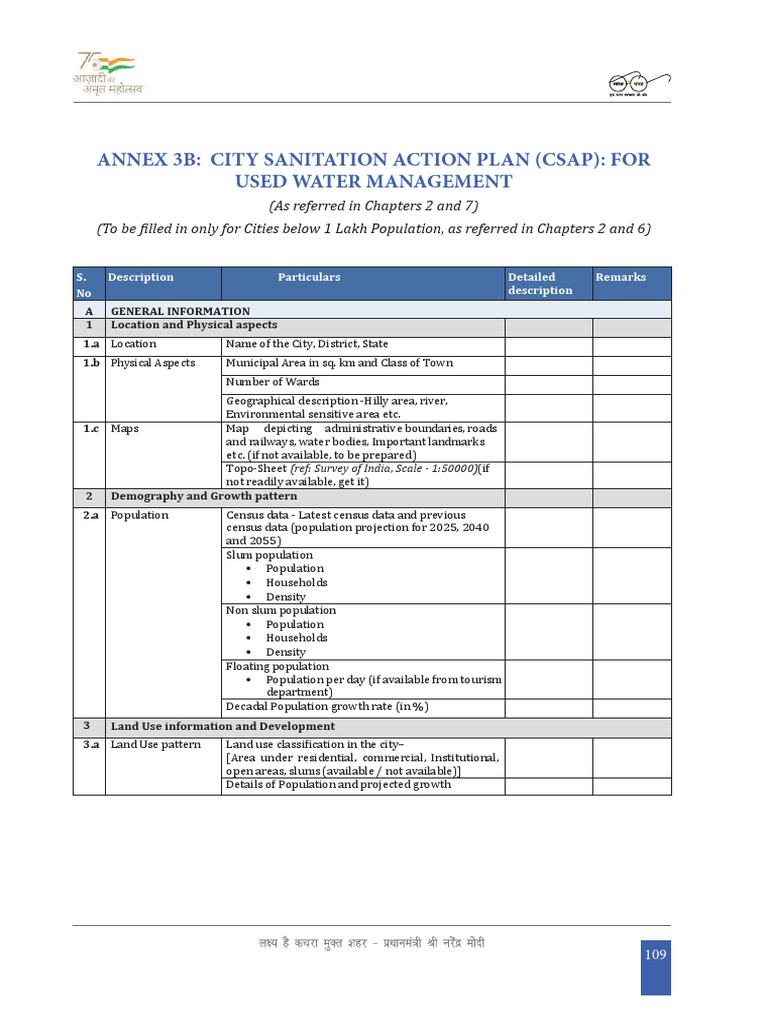 Annex 3B City Sanitation Action Plan (Csap) Used Water Management ...