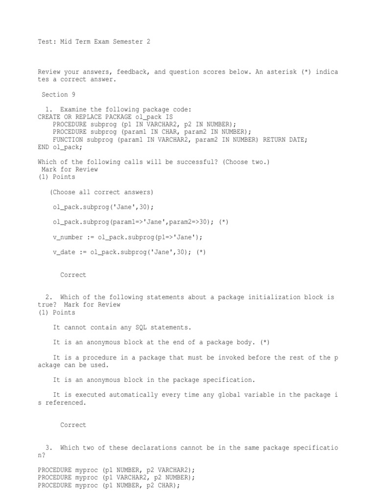 Mid Semester 2 | PDF | Subroutine | Pl/Sql