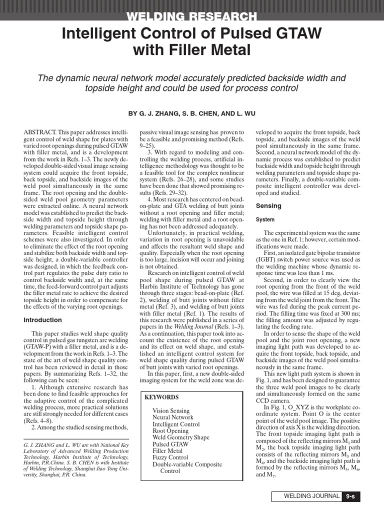 Intelligent Control of Pulsed GTAW With Filler Metal | PDF | Welding ...