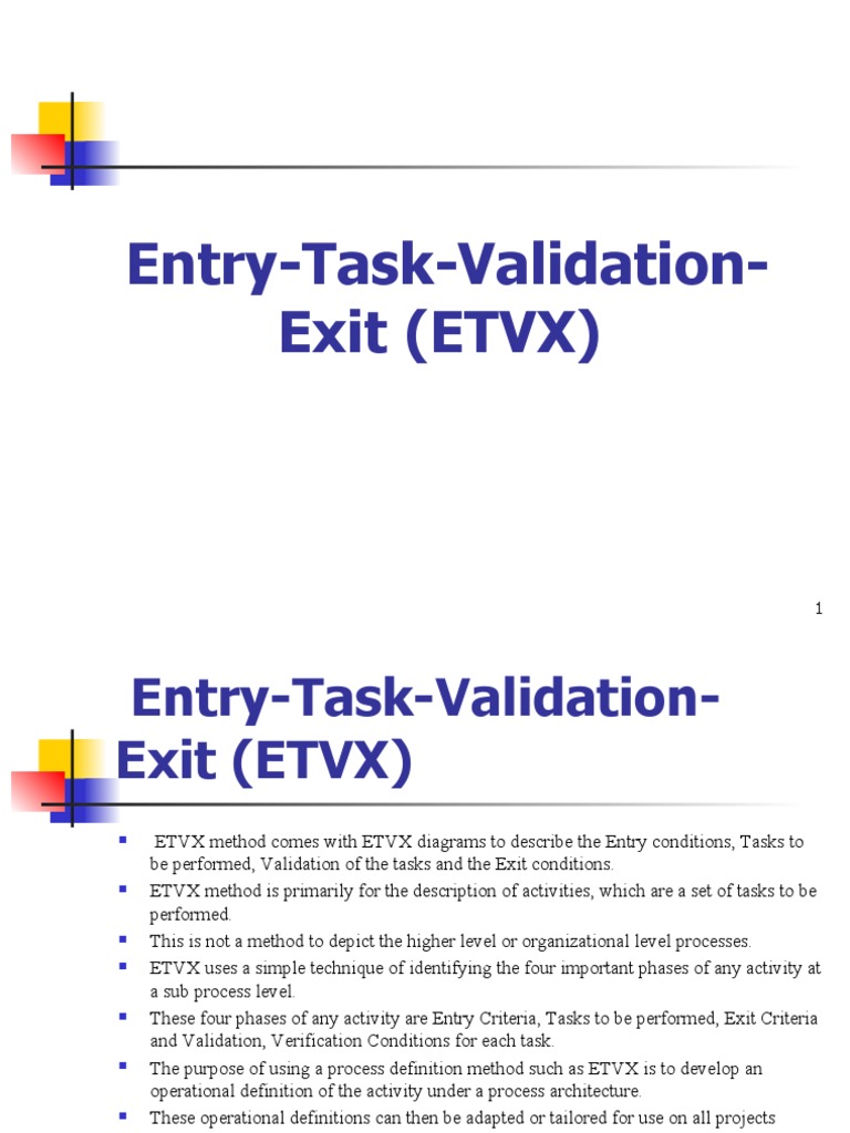 Entry-Task-Validation-Exit (ETVX) | PDF | Verification And Validation ...