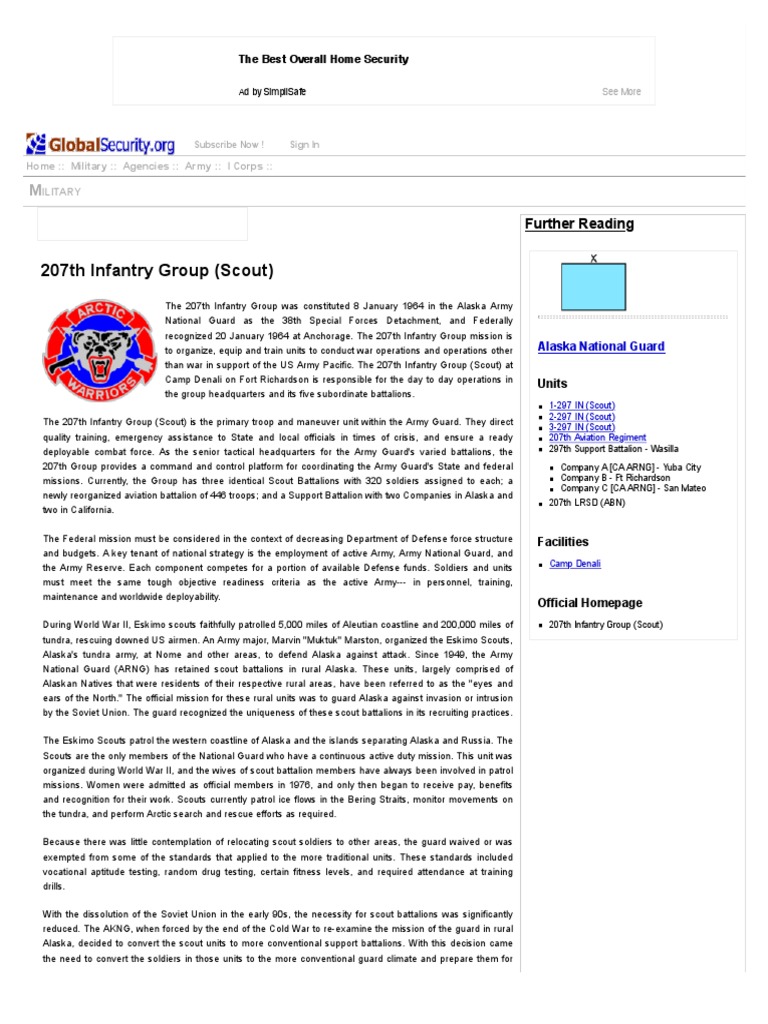 (1.0) (1964) 207th Infantry Group (Scout) Formerly 38th Special Forces ...