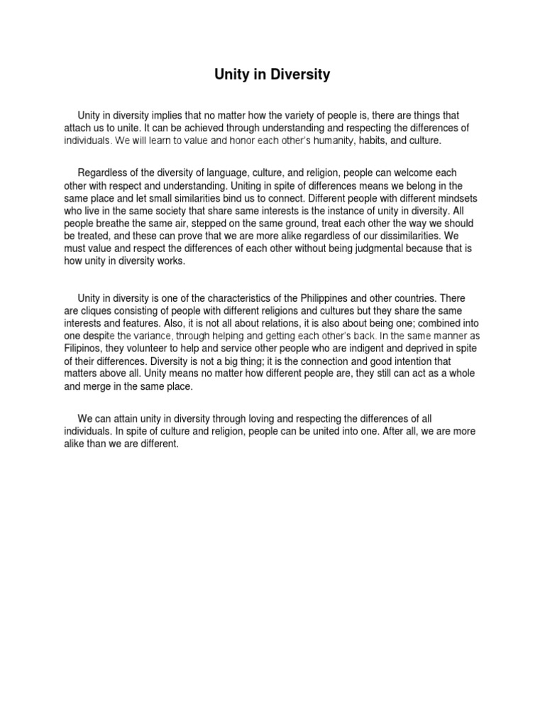 Unity in Diversity | PDF | Social Science | Religion & Spirituality