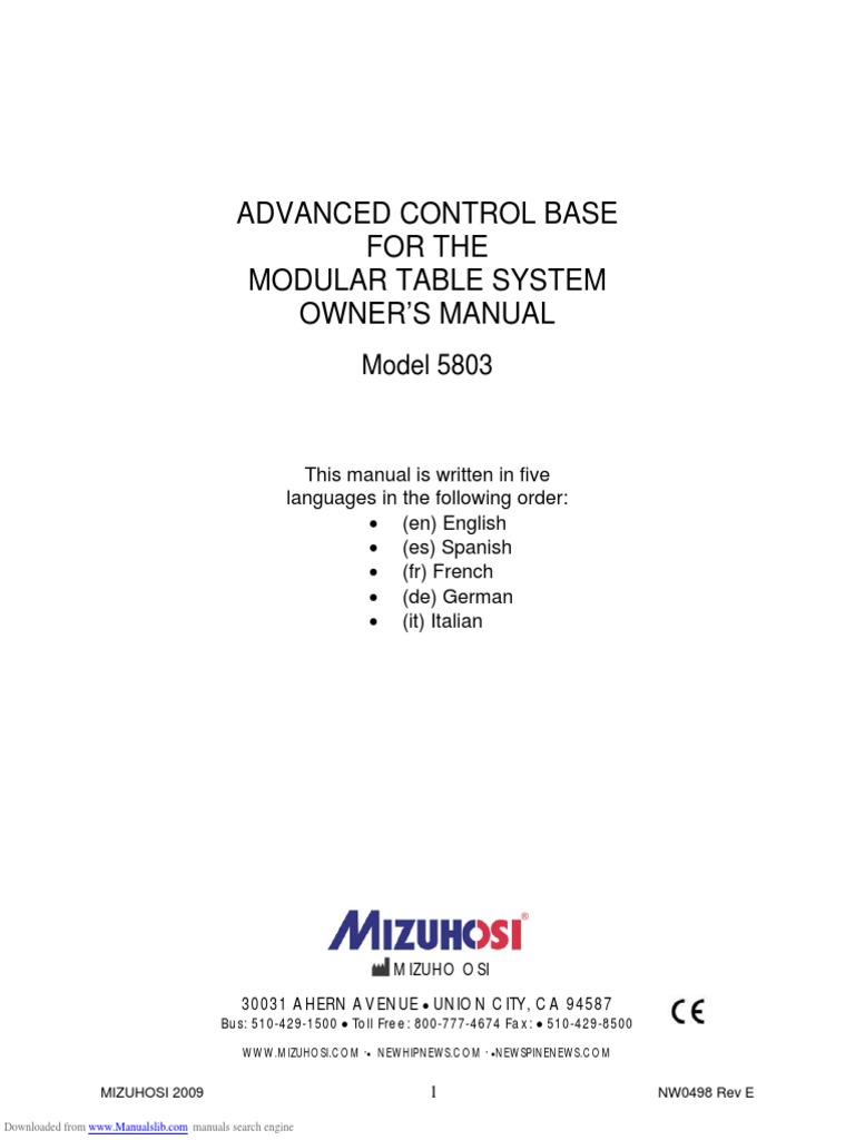 Advanced Control Base For The Modular Table System Owner'S Manual | PDF ...