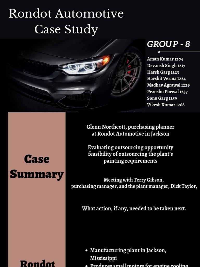 Rondot Automotive Case Study: Group - 8 | PDF | Outsourcing ...