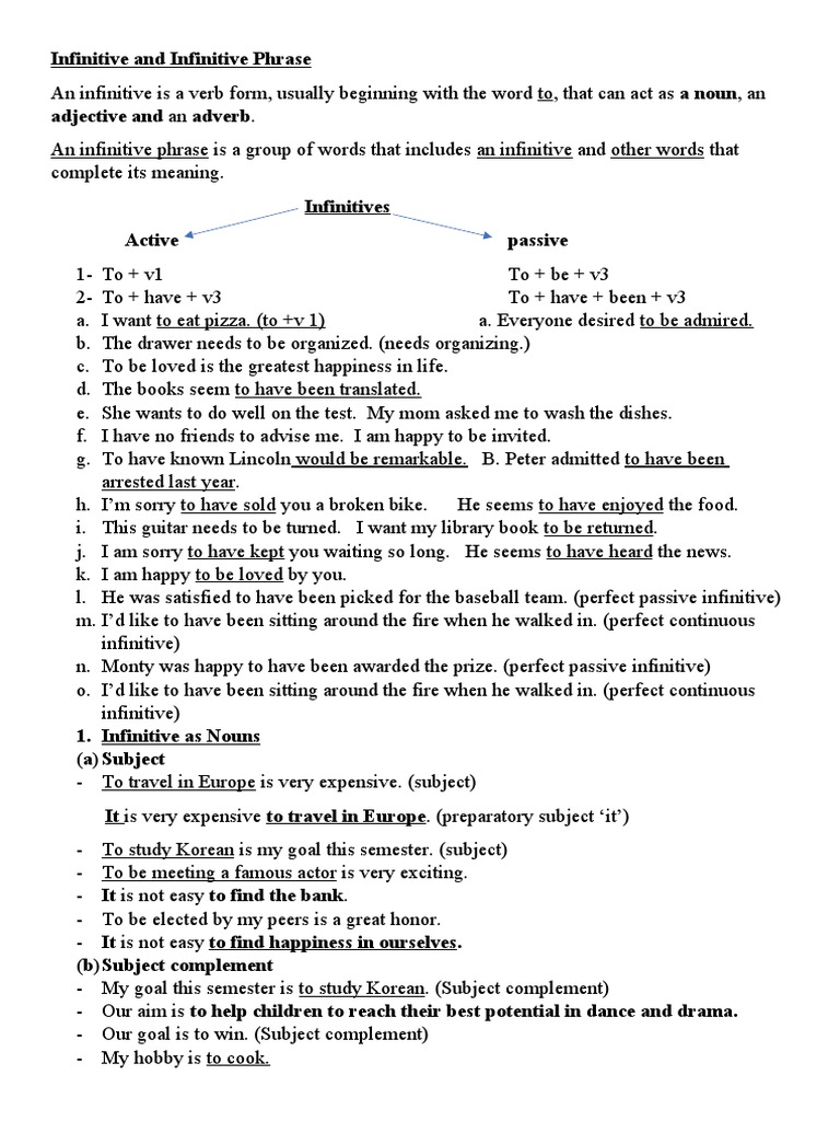 21-Infinitive and Infinitive Phrase | PDF | Adverb | Verb