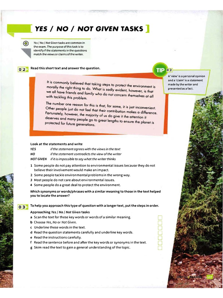 Reading Yes-No-Not Given | PDF