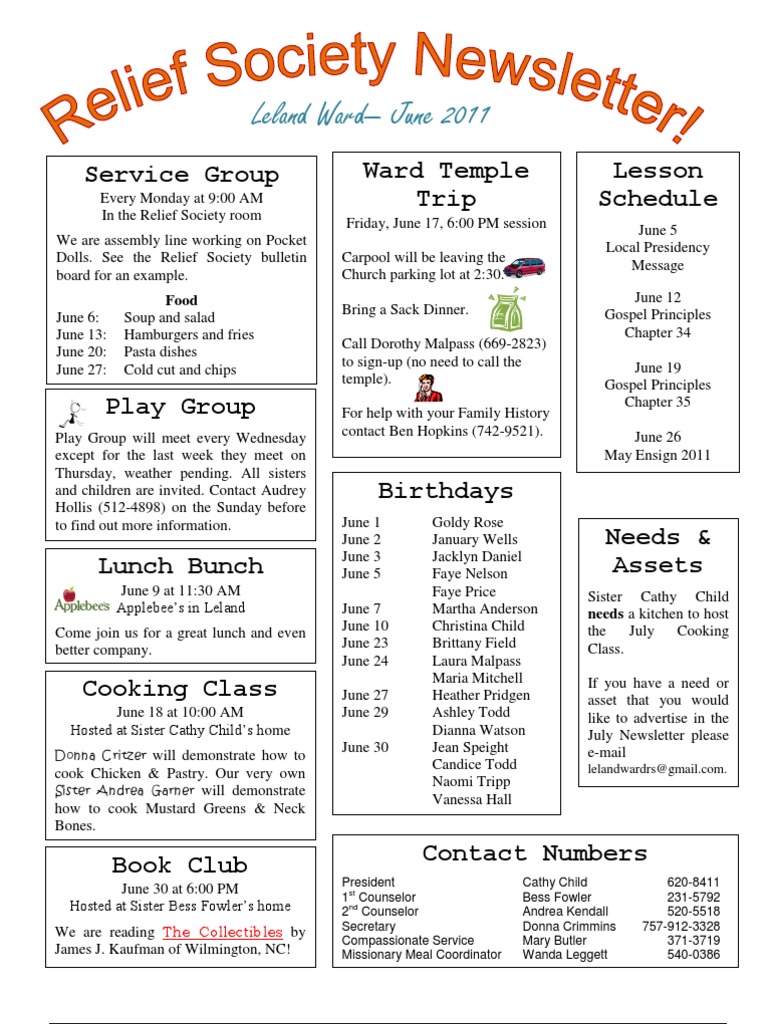 Leland Ward - June 2011: Service Group Ward Temple Trip Lesson Schedule ...