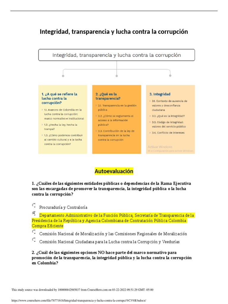 Integridad Transparencia y Lucha Contra La Corrupci N | PDF | Corrupción política | Leyes de ...