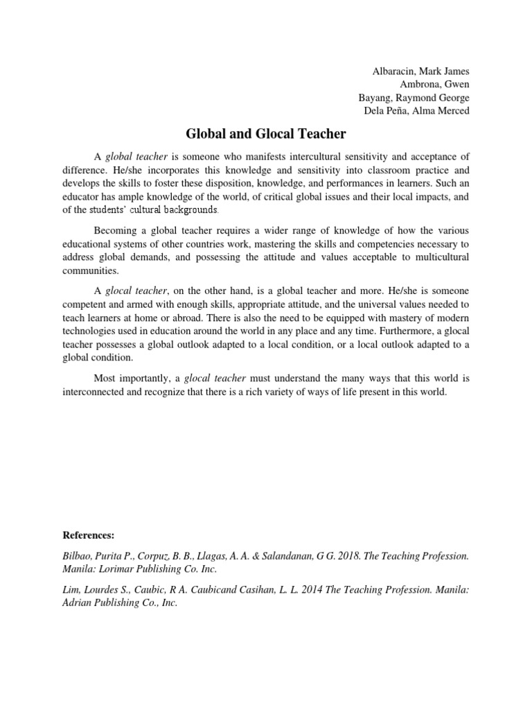 Global Glocal Teacher | PDF