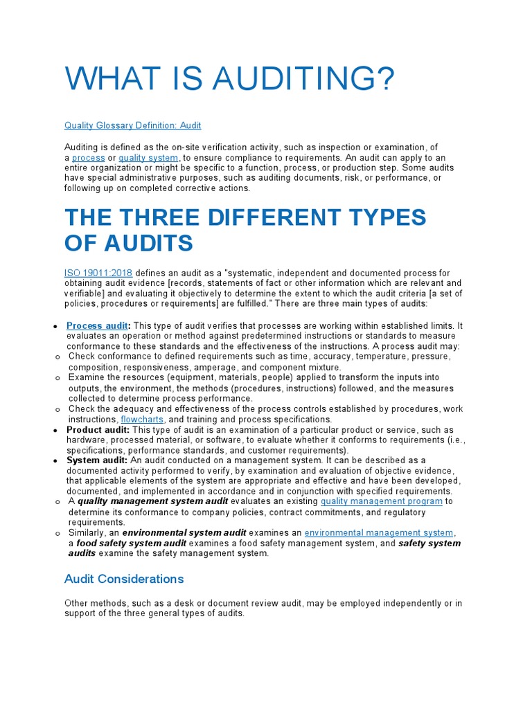 What Is Auditing?: The Three Different Types of Audits | Download Free ...