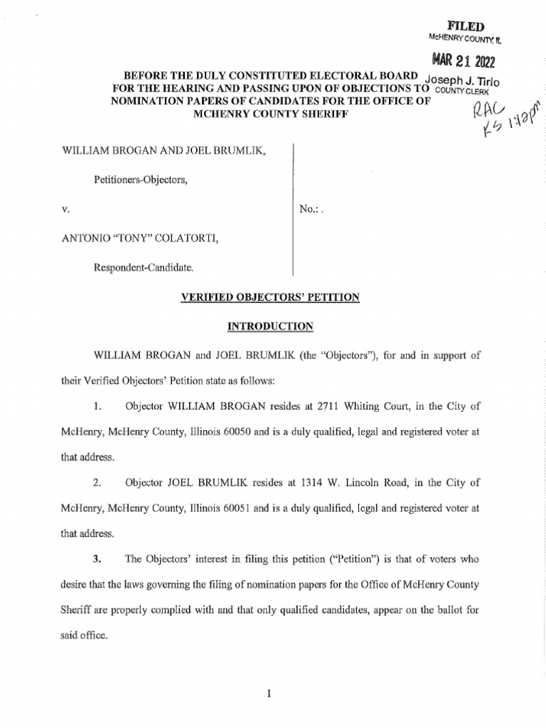 Colatorti Objection Petition | PDF