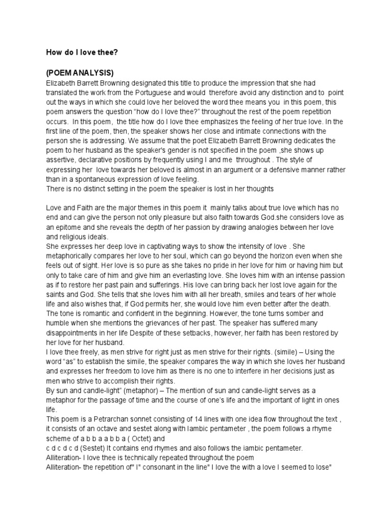How Do I Love Thee? (Poem Analysis) | Download Free PDF | Love | Poetry