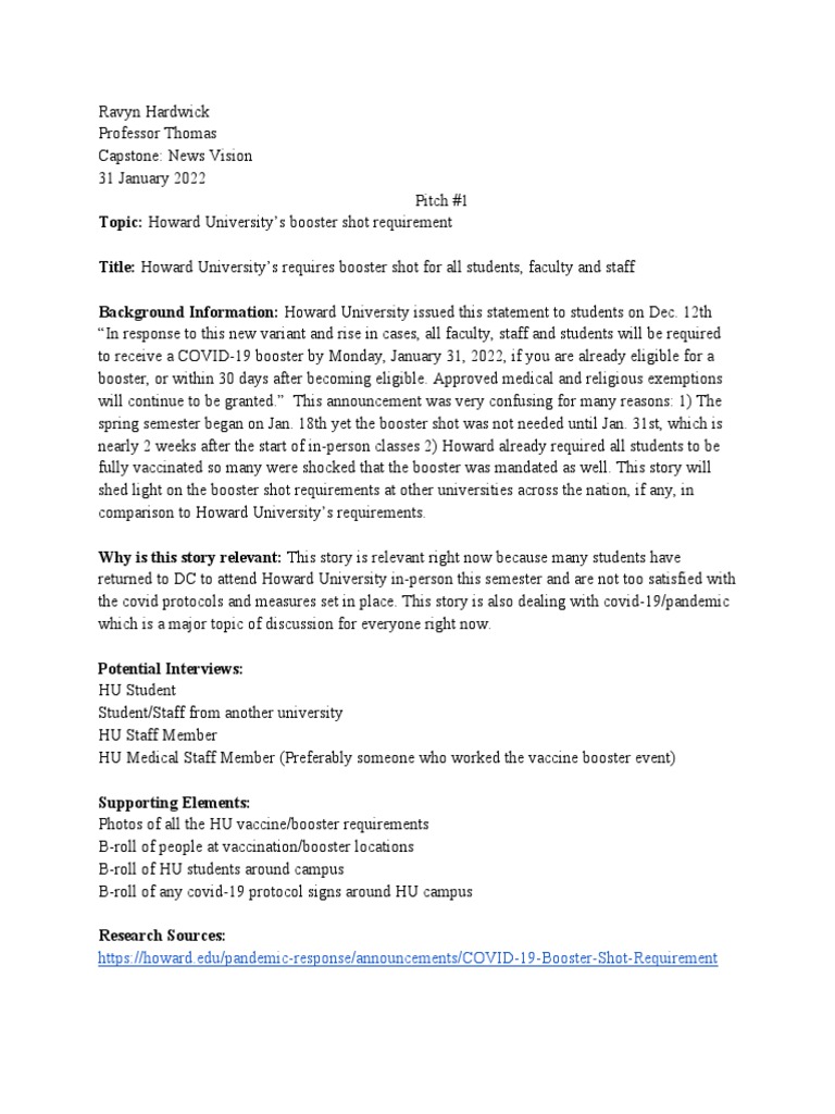 Ravyn Hardwick - Capstone Pitches 1 | PDF | Health Sciences