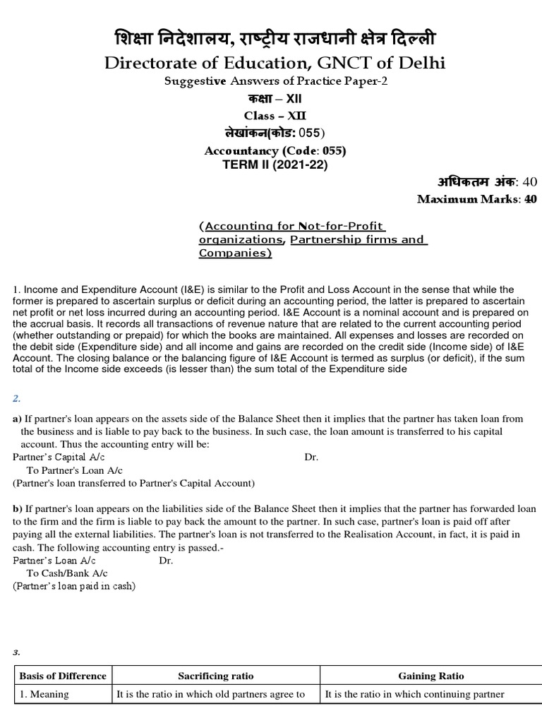 Class 12 Accountancy Solutions VP 02 | PDF | Expense | Debits And Credits