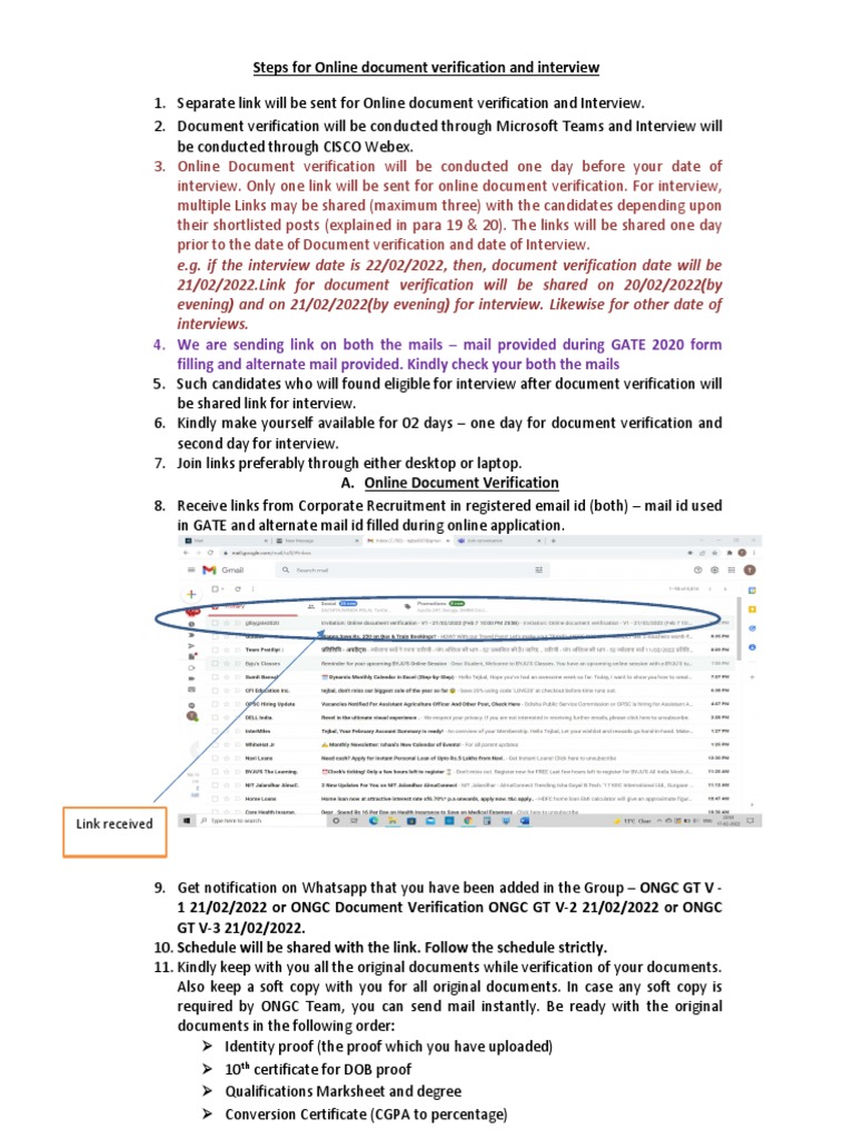 Help Document For Online Document Verification and Online Interviews ...
