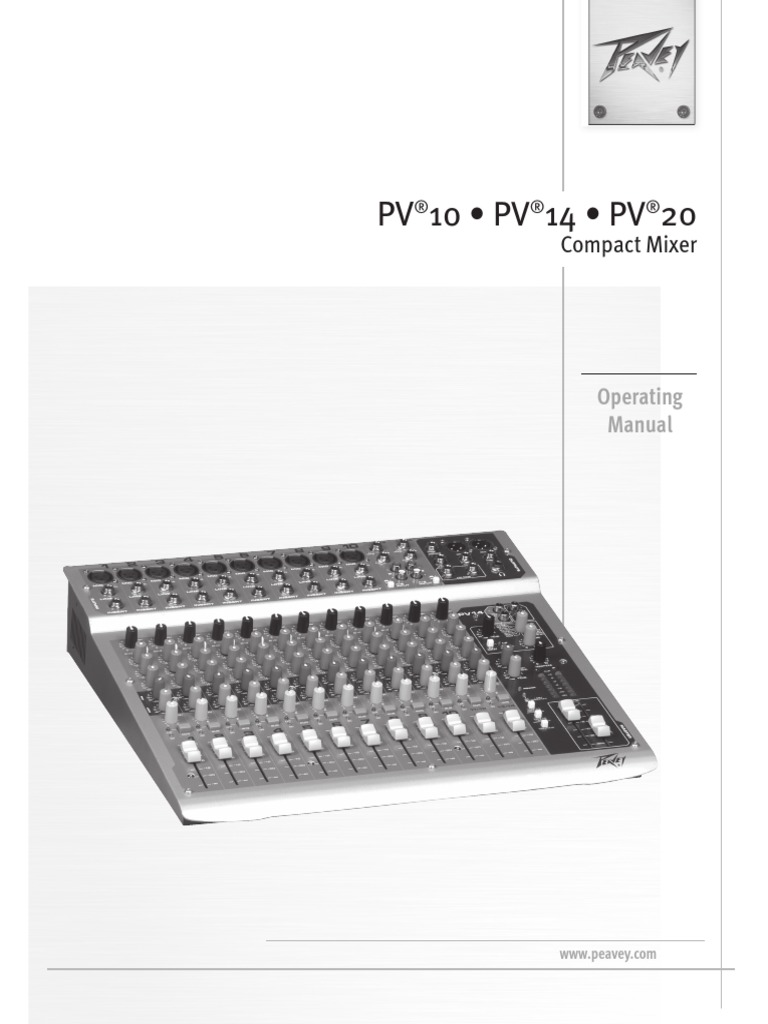 Peavey Pv10 Usb 10 Channel Recording Mixer With Usb and 00512740 93710 User Manual | PDF ...