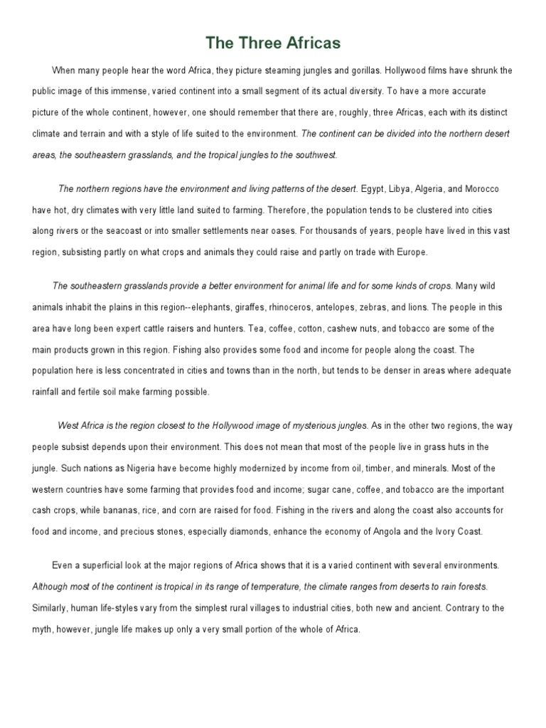 Sample 5 Paragraph Essay - Three Africas | PDF | Africa | Agriculture