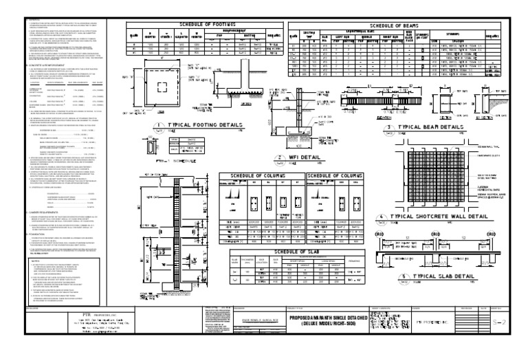 Typical Beam Details Typical Footing Details: Schedule of Footings ...