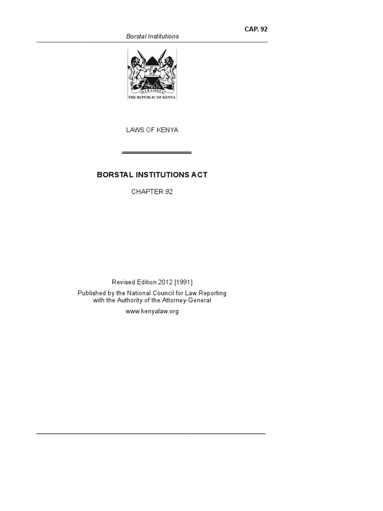Borstal Institutions Act: Laws of Kenya | Download Free PDF | Remand (Detention) | Prison