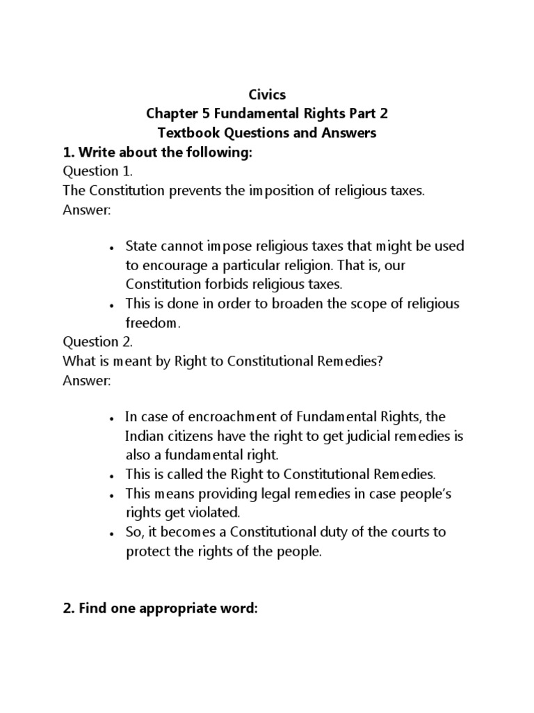 STD VII Civics L.5 Fundamental Rights Part-Ll-1 | Download Free PDF ...