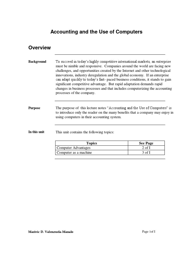 Computerized Accounting Benefits | PDF | Debits And Credits | Bookkeeping