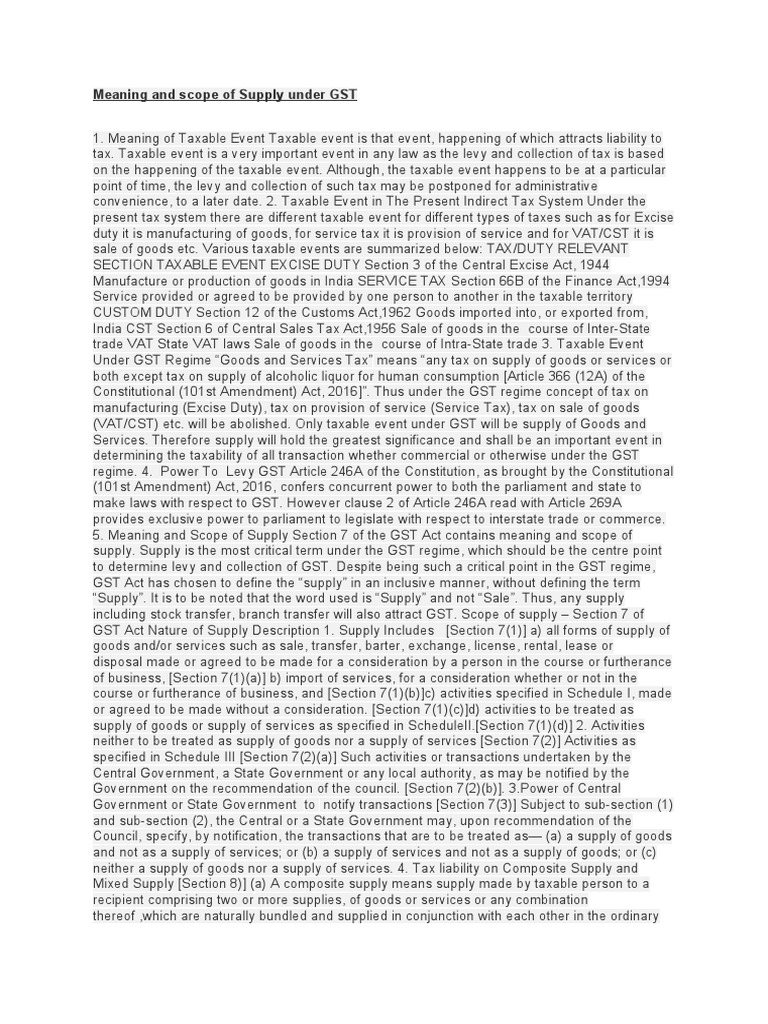 Meaning and Scope of Supply Under GST | PDF | Value Added Tax | Taxes