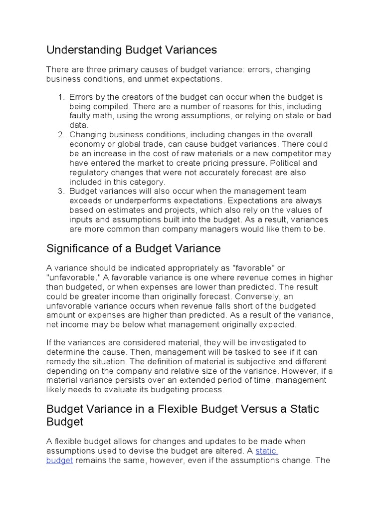 Understanding Budget Variances | PDF | Variance | Budget