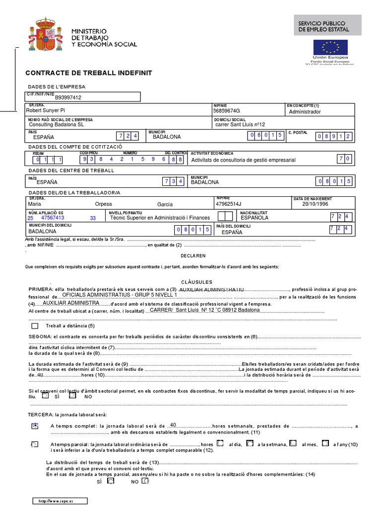 Contracte Indefinit Maria | PDF