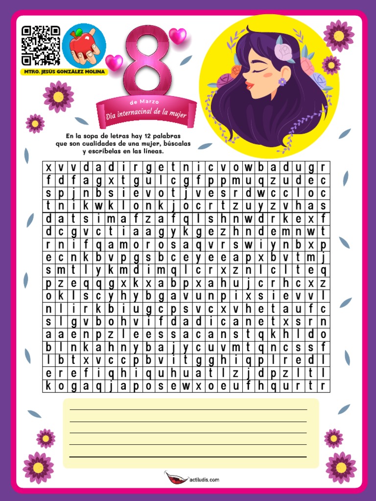 Sopa de Letras: Cualidades de la Mujer | PDF