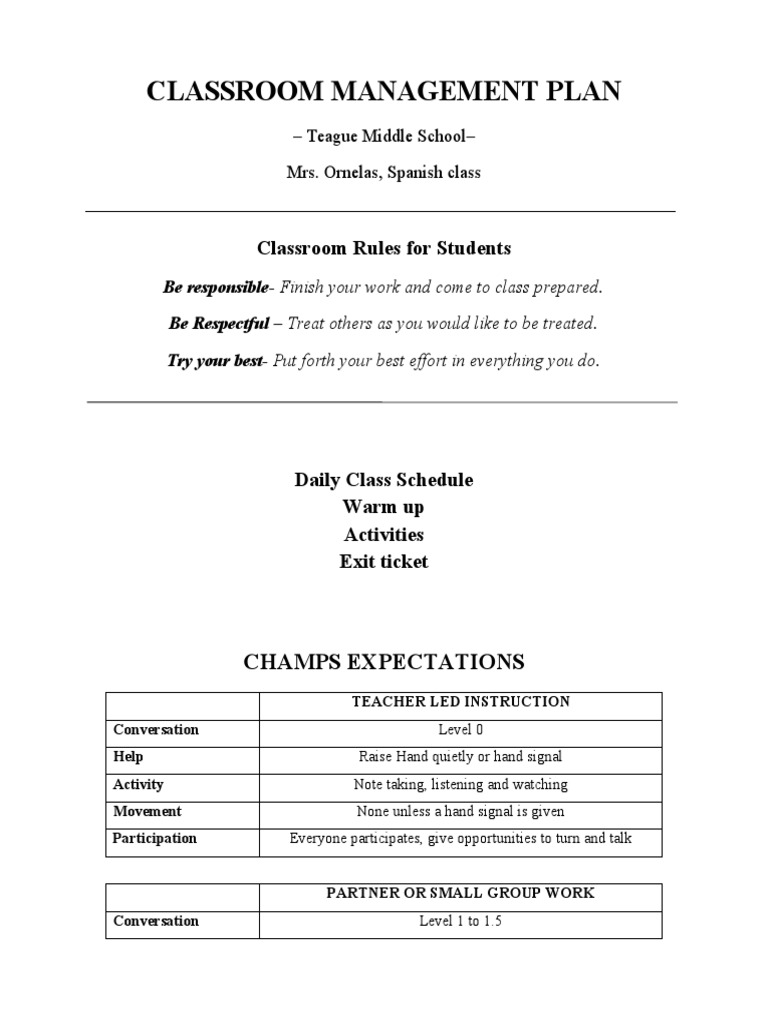 Classroom Management Plan | PDF | Classroom Management | Classroom