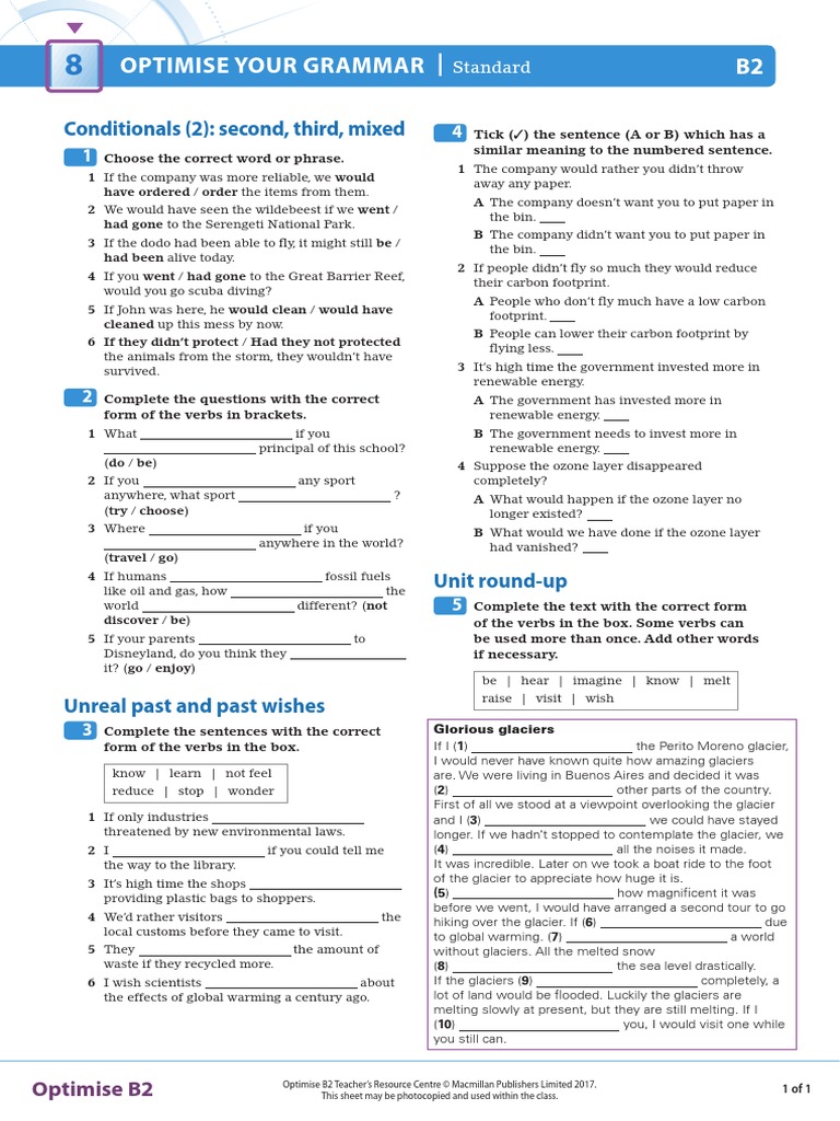 Optimise Your Grammar - B2: Conditionals (2) : Second, Third, Mixed ...