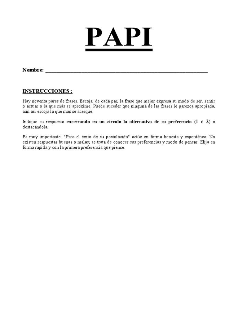 Form - PAPI | PDF | Crecimiento personal y profesional | Relaciones ...